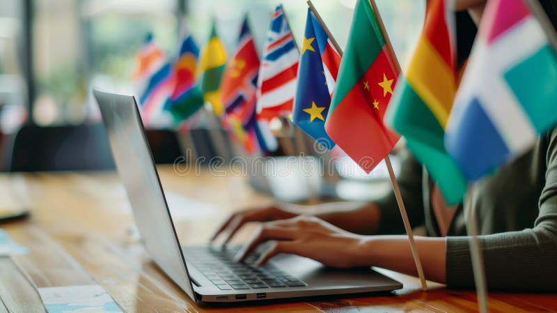 Foreign Language Online Course, Class, E-education Concept, Cropped of ...