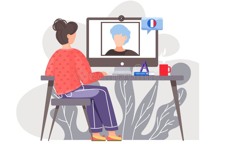 Foreign Language Online Learning Concept. Lesson with Native French ...