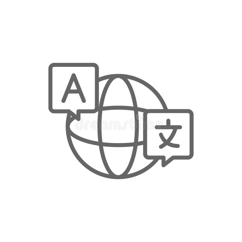 Foreign Language Vector Line Icon. Online Translation Vector Symbol ... Foreign Language Vector Line Icon. Online Translation Vector Symbol ...