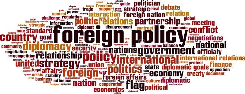 Foreign policy word cloud stock vector. Illustration of nations - 205981289