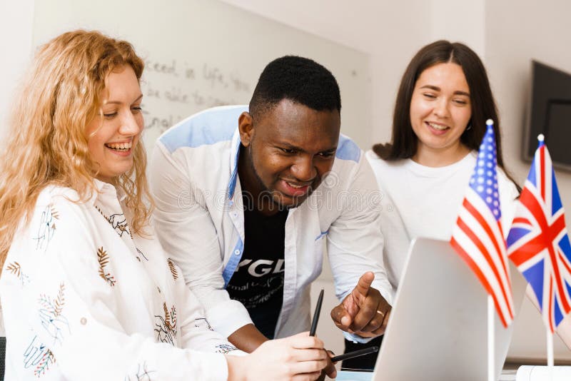 Foreign School Private Study with a School Girl. Teacher Explain ...