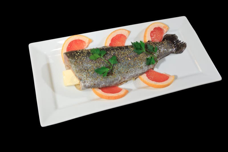 Forell arkivfoto. Bild av olja, banta, isolerat, grillat - 16894434
