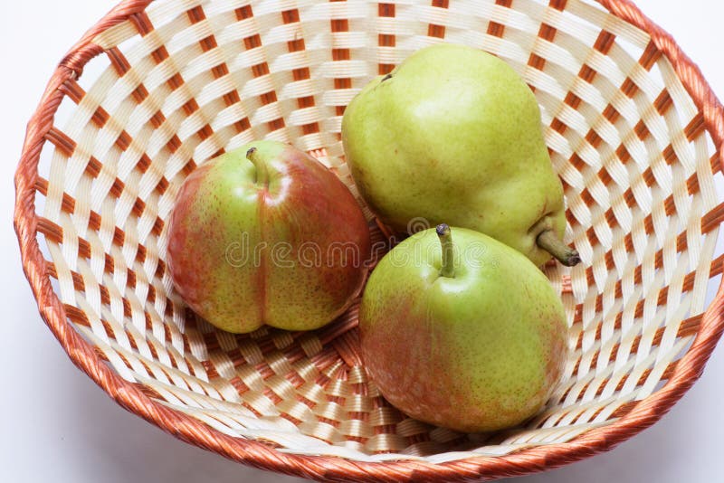 Forelle Pears in Basket stock image. Image of close, closeup - 12753205