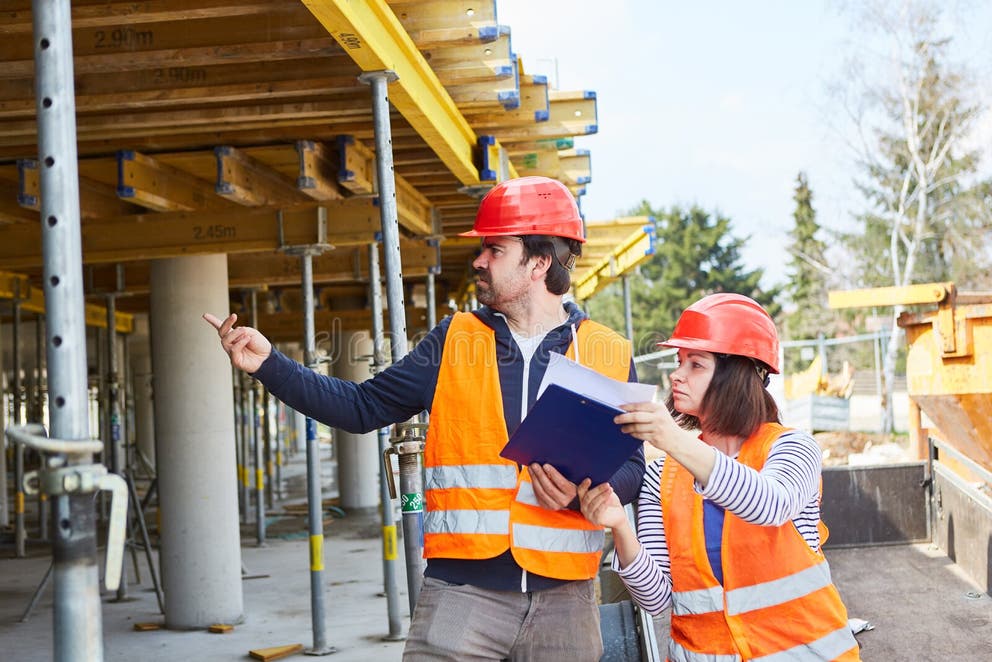 Foreman and Architect with Checklist on Construction Site Stock Image ...