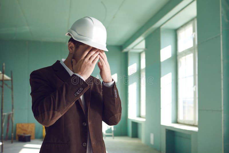 Foreman Builder Covered His Face the Problem of Stress in the Work on ...