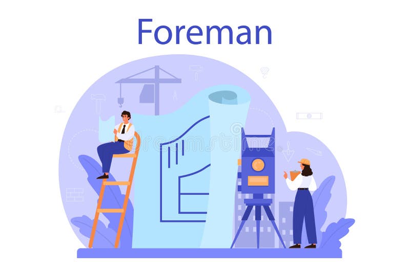 Foreman Concept Set. Main Engineer Leading at Construction Site Stock ...