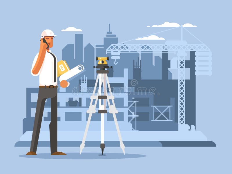Foreman on Construction Flat Design Stock Vector - Illustration of ...