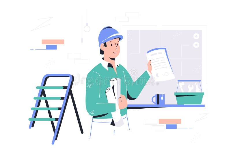 Foreman on Construction Site Stock Vector - Illustration of equipment ...