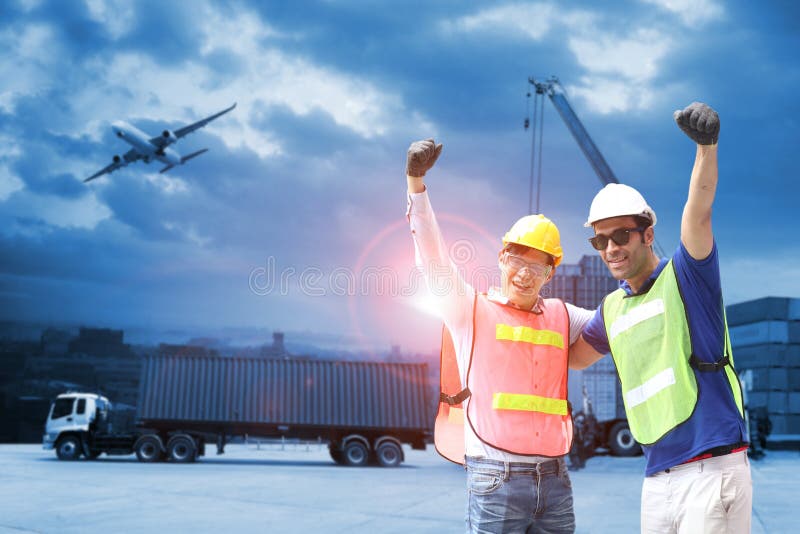 Foreman Control Loading Containers Box from Cargo Stock Image - Image ...