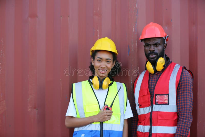 Foreman Control Loading Containers Box from Cargo Freight Ship for ...