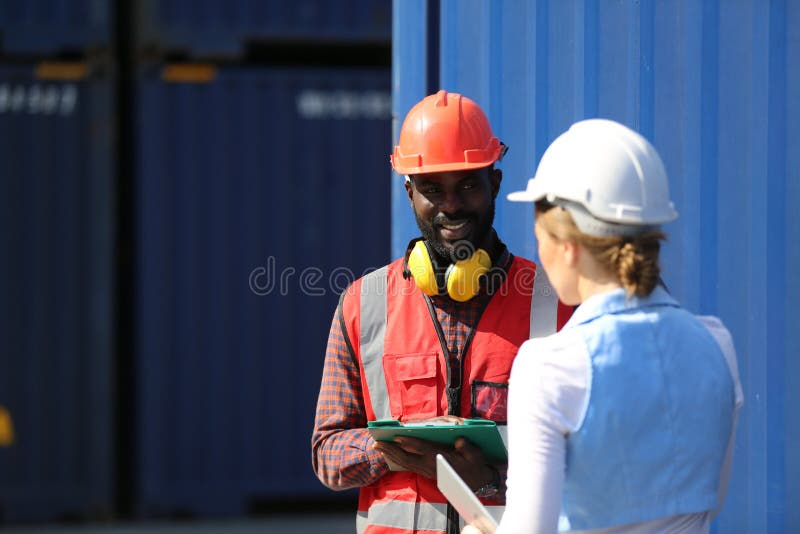 Foreman Control Loading Containers Box from Cargo Freight Ship for ...
