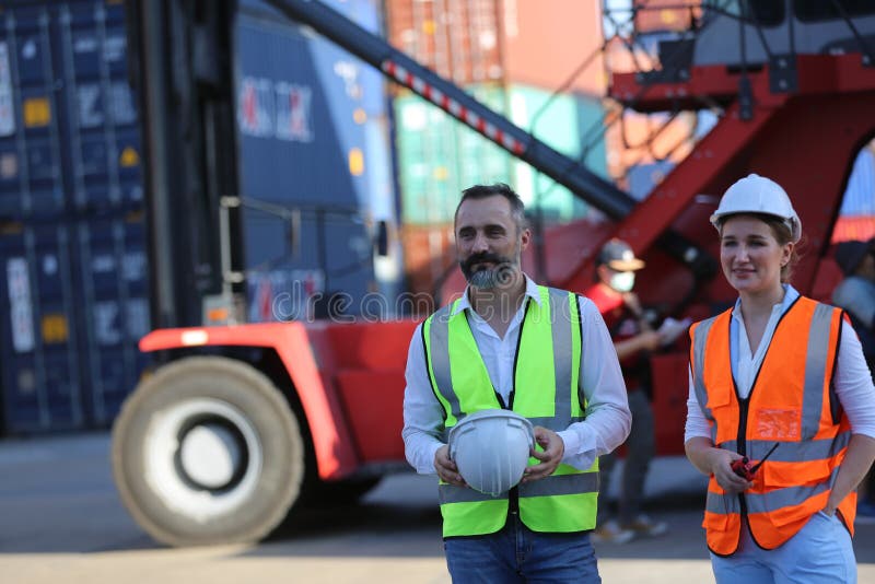 Foreman Control Loading Containers Box from Cargo Freight Ship for ...