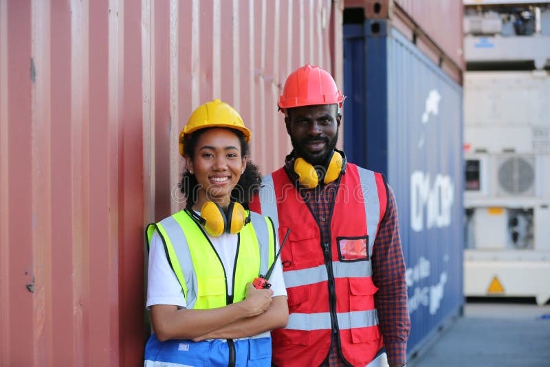 Foreman Control Loading Containers Box from Cargo Freight Ship for ...