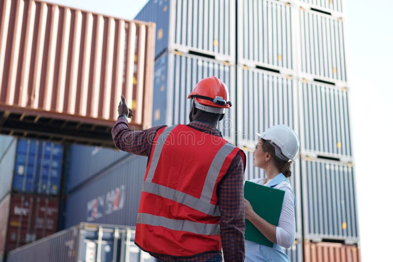 Foreman Control Loading Containers Box from Cargo Freight Ship for ...