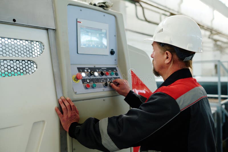 Foreman Controlling the Work of Machine Stock Image - Image of ...