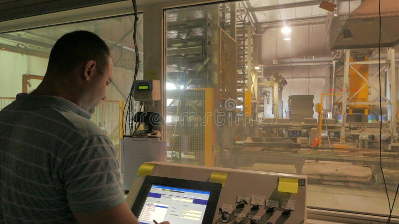 Foreman Controls the Production from the Operator S Room on a Concrete ...