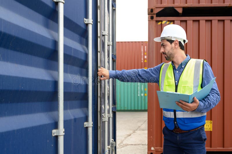 Foreman or Engineer Wears White Helmet and Reflection Shirt To Control ...