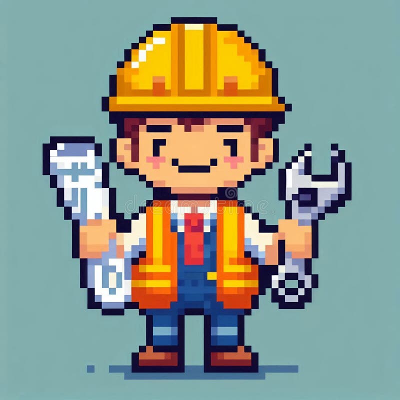 Foreman Illustration Design, Pixel Art Stock Illustration ...