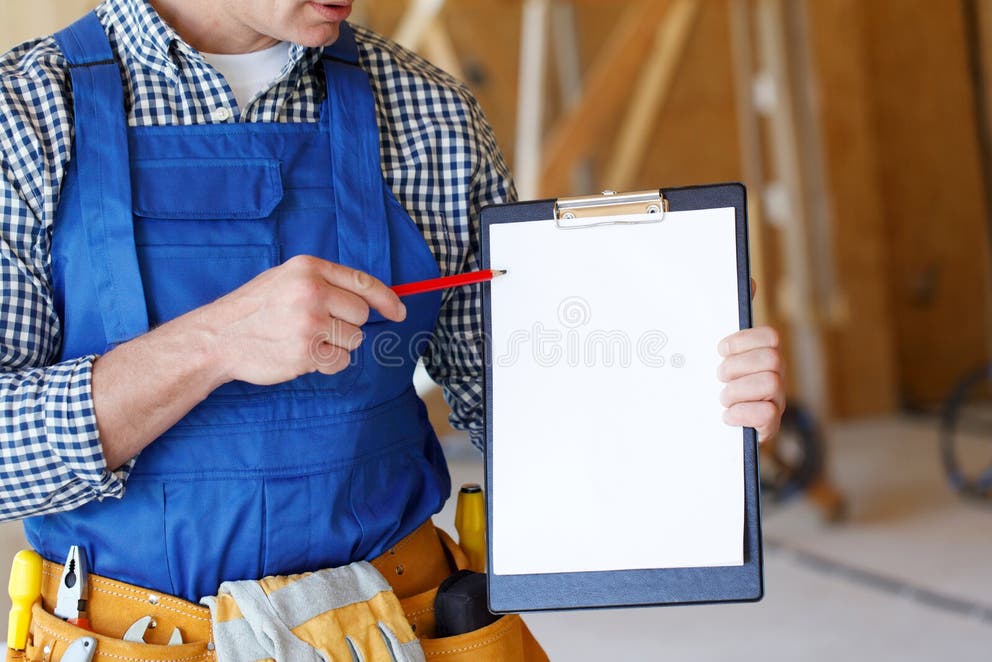 Foreman Pointing at Folder Plate Stock Image - Image of folder, site ...