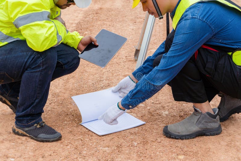 Foreman S Hand Pointing at Road Construction Blueprint Stock Image ...