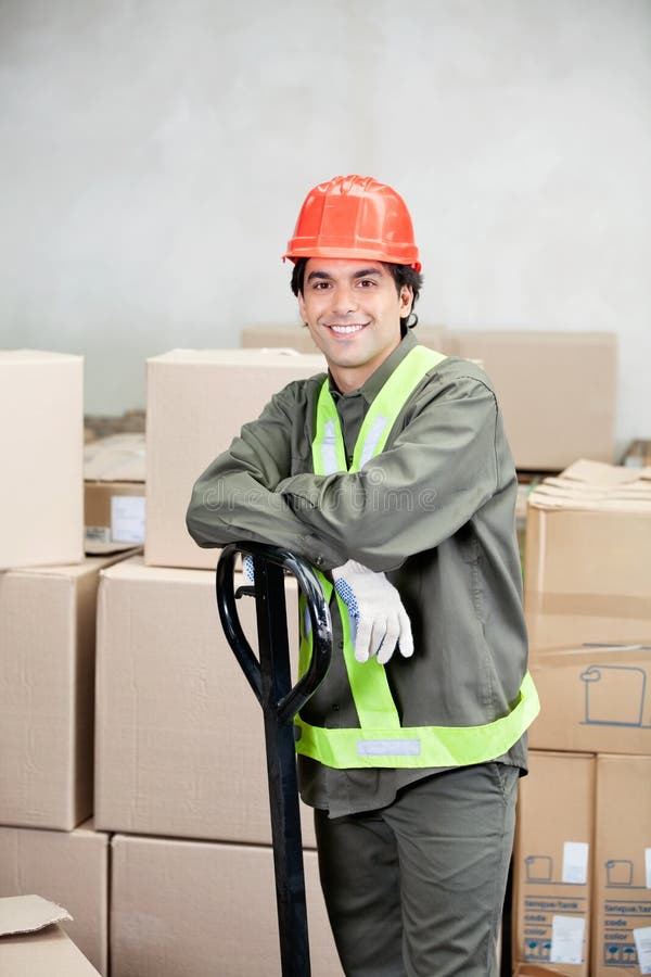 Foreman Standing at Warehouse Stock Photo - Image of caucasian, hardhat ...