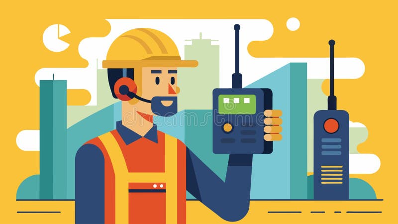 The Foreman Uses a Radio To Communicate with Workers and Coordinate ...