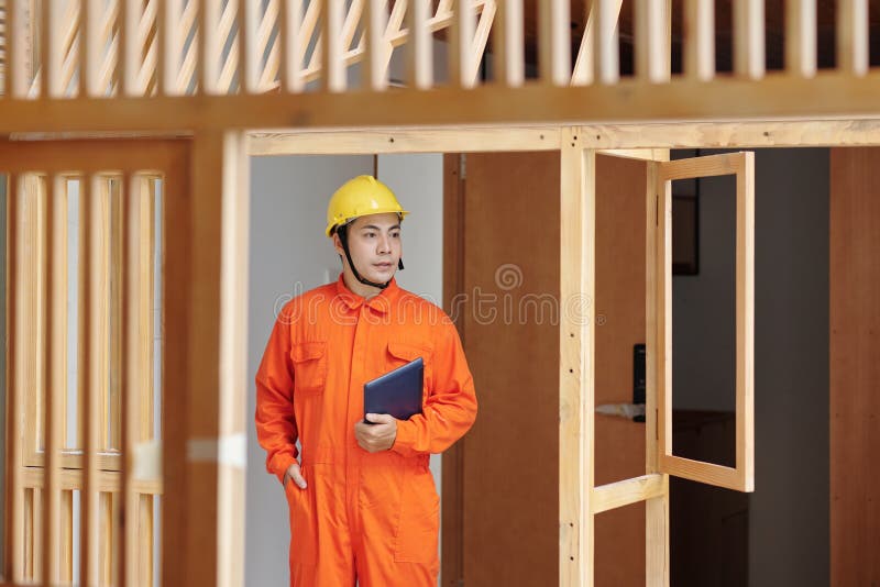 Foreman Walking Around House Under Construction Stock Photo - Image of ...