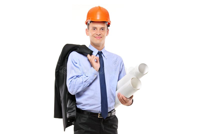 Foreman Holding A Blueprints On Construction Site Stock Photo - Image ...