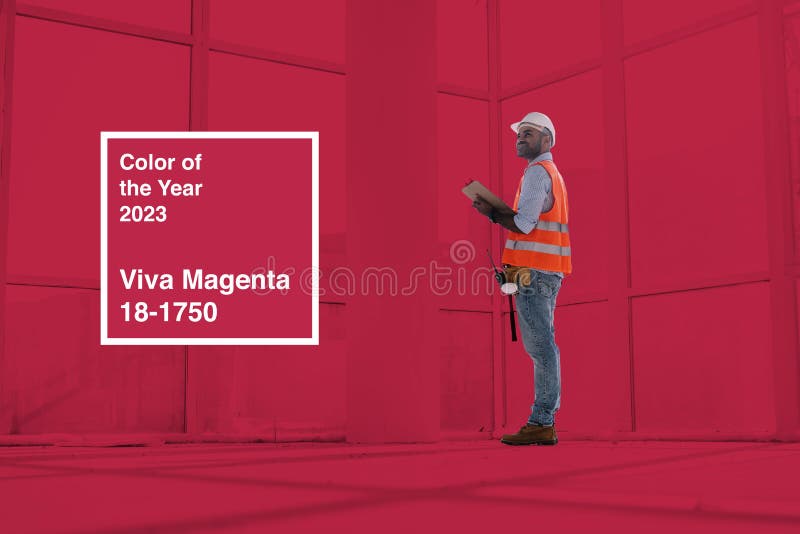 Foreman at Work on Construction. Color of the Year 2023, Viva Magenta ...