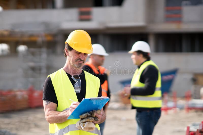 Foreman at Work on Construction Site Stock Photo - Image of maintenance ...