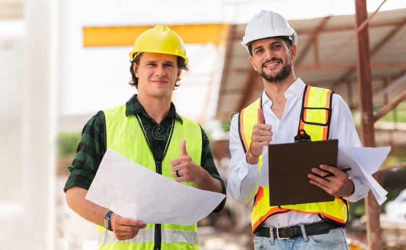 Foreman Worker Inspect the Construction Site, Engineer Team Doing ...