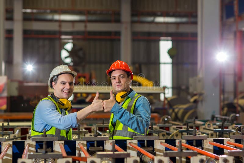 Foreman or Worker Work at Factory Site Check Up Machine or Products in ...