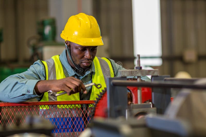 Foreman or Worker Work at Factory Site Check Up Machine or Products in ...