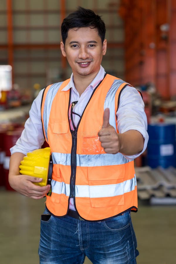 Foreman or Worker Work at Factory Site Check Up Machine or Products in ...