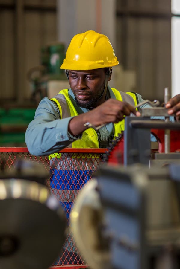 Foreman or Worker Work at Factory Site Check Up Machine or Products in ...