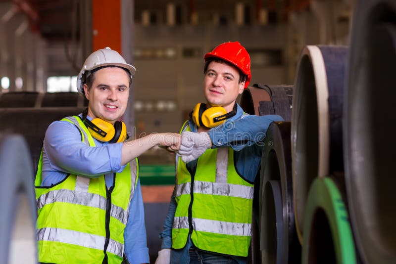 Foreman or Worker Work at Factory Site Check Up Machine or Products in ...