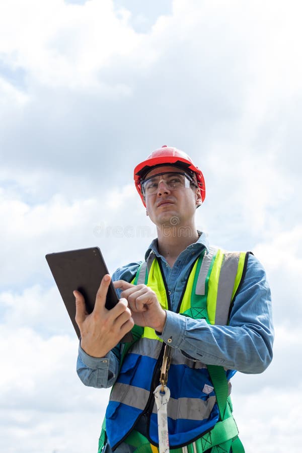 Foreman or Worker Work at Factory Site. Engineer Working on ...