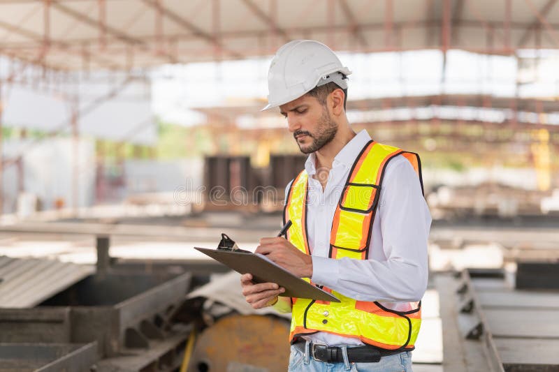 Foreman Worker Working at Construction Site, Engineer Man Planning ...