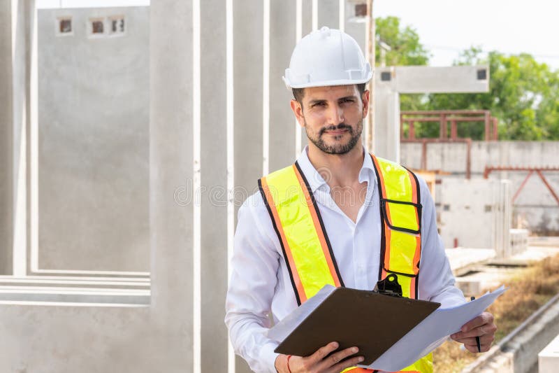 Foreman Worker Working at Construction Site, Engineer Man Planning ...
