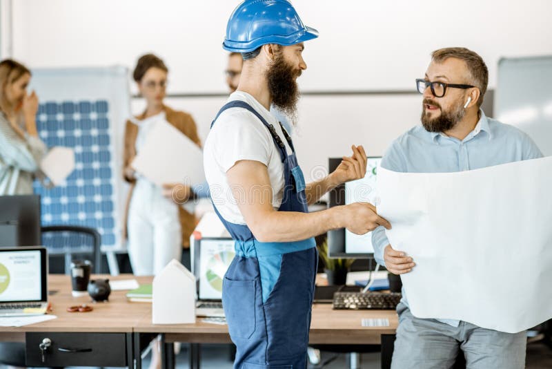 Foreman and Workman in the Office Stock Photo - Image of architect ...