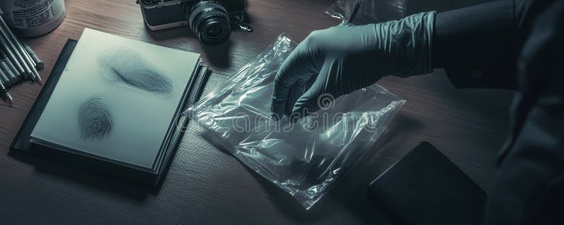 Forensic Detective Handling Evidence in Dimly Lit Lab Stock Photo ...
