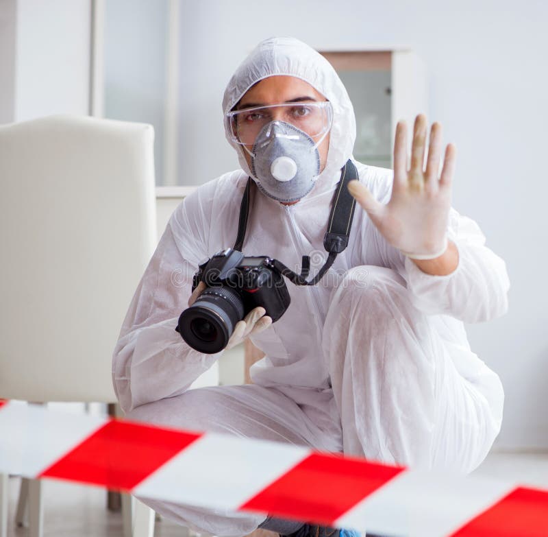 Forensic Expert at Crime Scene Doing Investigation Stock Image - Image ...