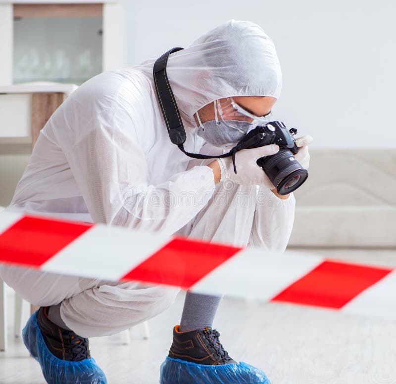 Forensic Expert at Crime Scene Doing Investigation Stock Image - Image ...