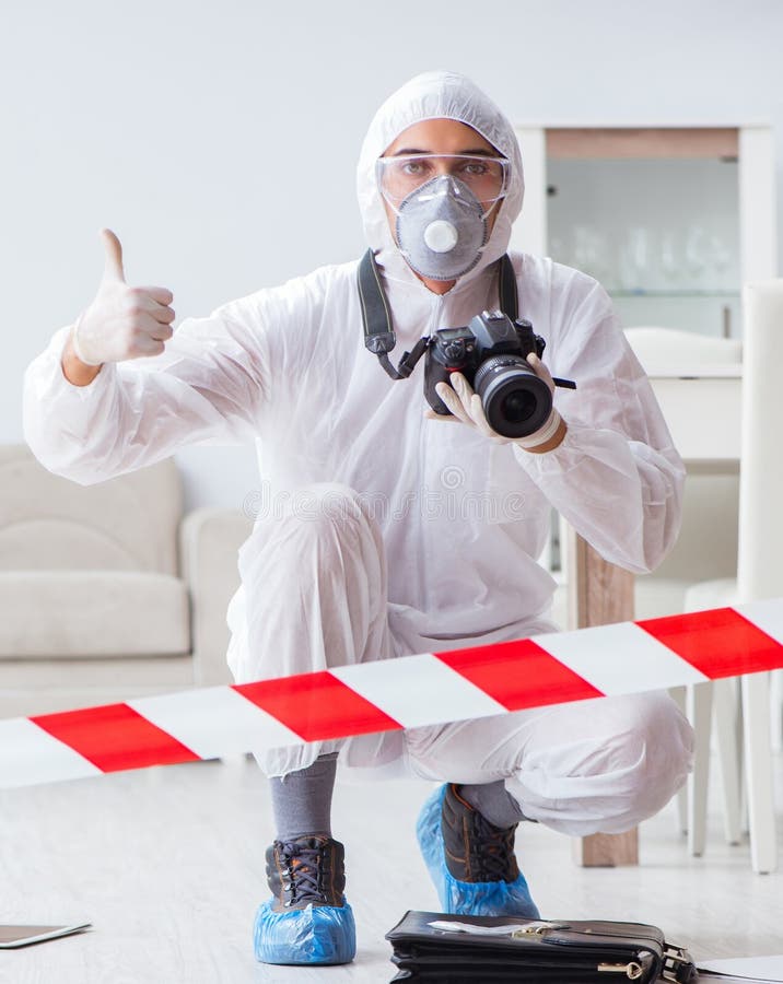 Forensic Expert at Crime Scene Doing Investigation Stock Image - Image ...