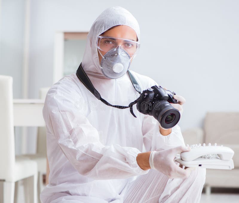 Forensic Expert at Crime Scene Doing Investigation Stock Image - Image ...