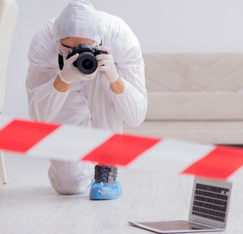 Forensic Expert at Crime Scene Doing Investigation Stock Image - Image ...