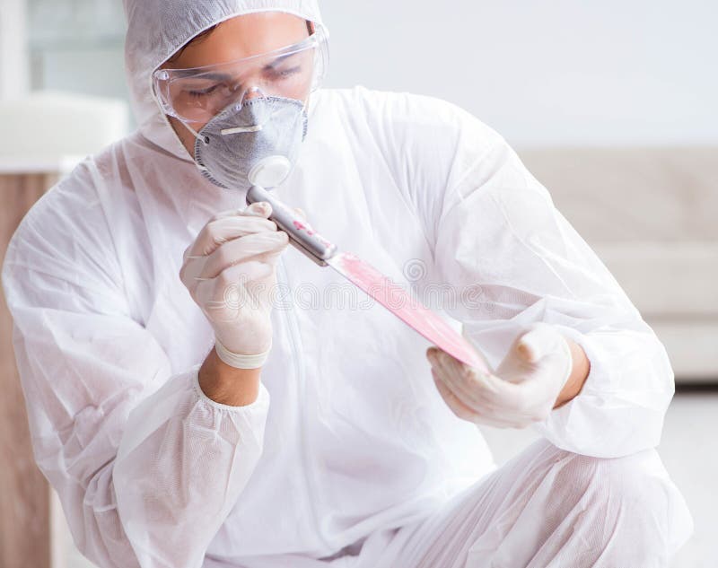 Forensic Expert at Crime Scene Doing Investigation Stock Photo - Image ...