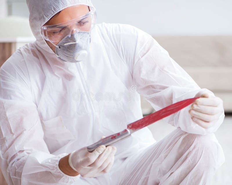 Forensic Expert at Crime Scene Doing Investigation Stock Photo - Image ...