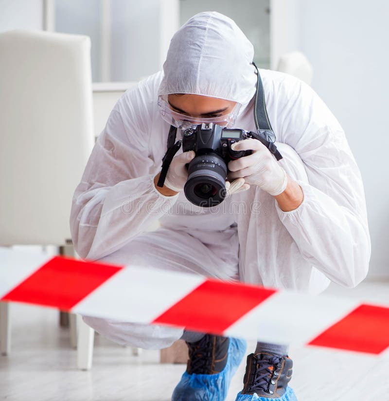 Forensic Expert at Crime Scene Doing Investigation Stock Image - Image ...