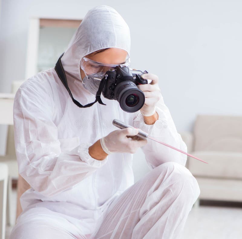 Forensic Expert at Crime Scene Doing Investigation Stock Image - Image ...